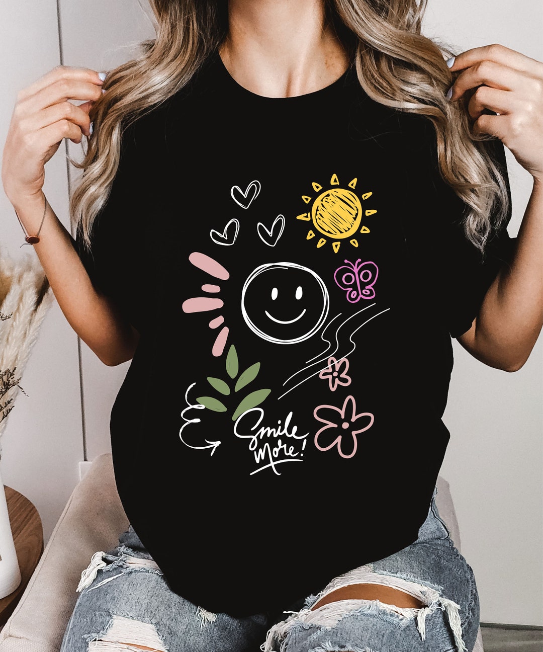 Smiley Face Shirt, Graffiti Scribble Shirt, Sunshine Shirt, Y2k Shirt ...