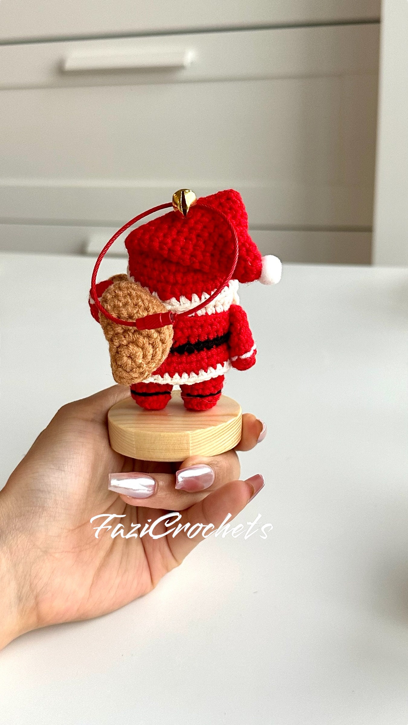 Crochet Christmas Santa Claus With Wood Stand - Etsy