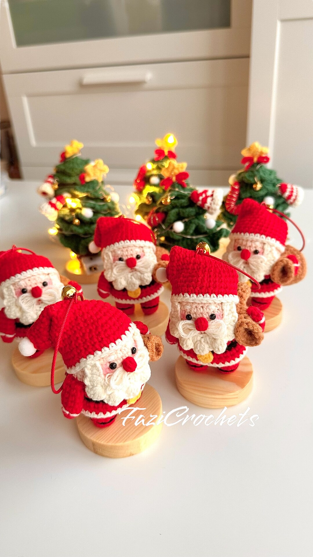 Crochet Christmas Santa Claus With Wood Stand - Etsy