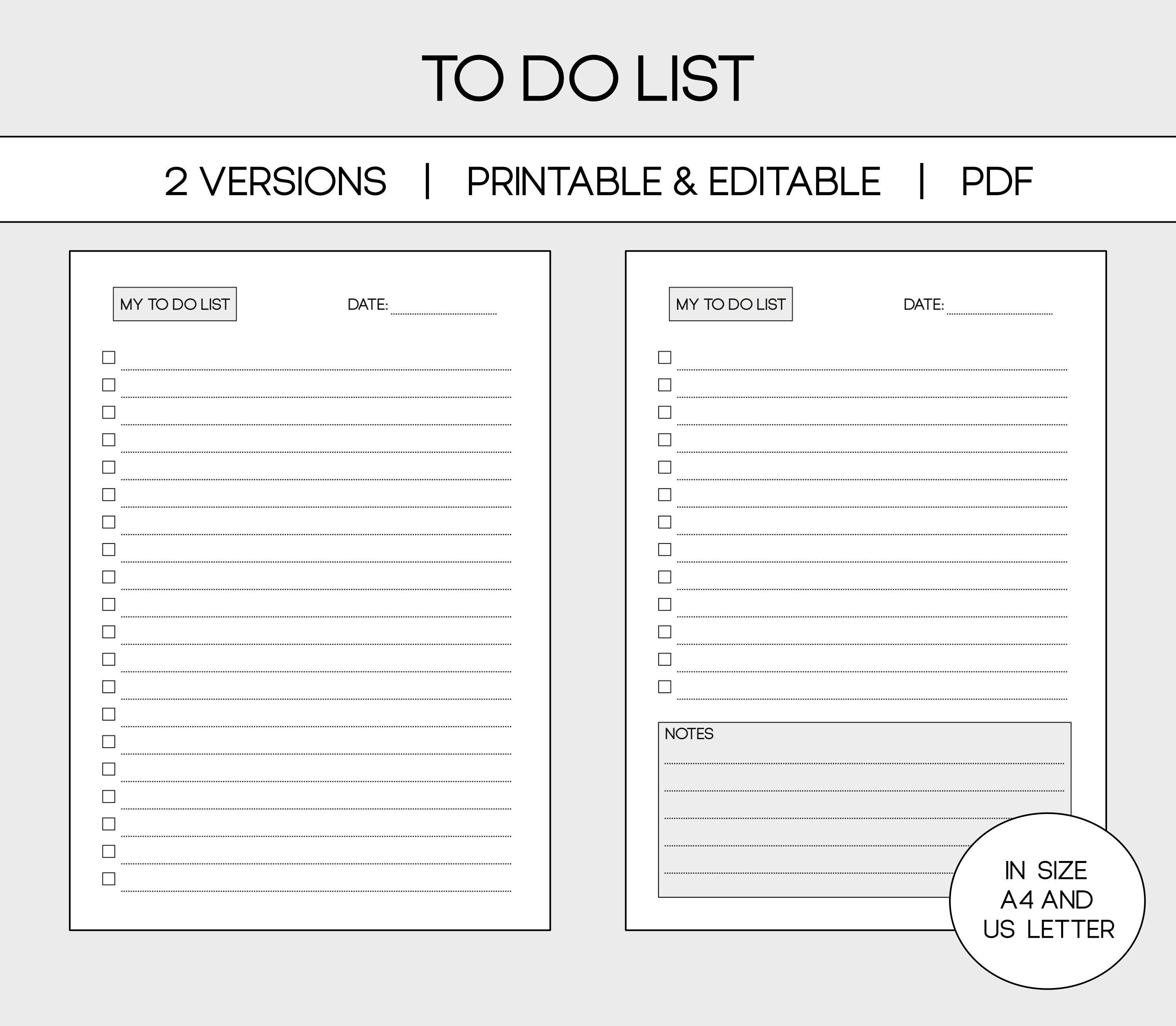 To Do List Printable, Blank Daily Checklist, Weekly Planner Template ...