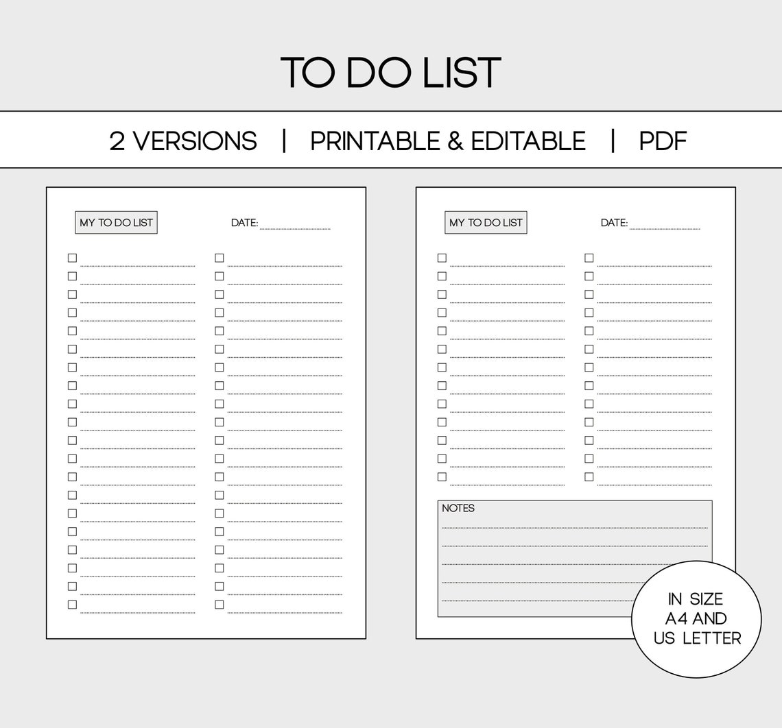 Editable to Do List Bundle, Daily Task List Template, Downloadable PDF ...