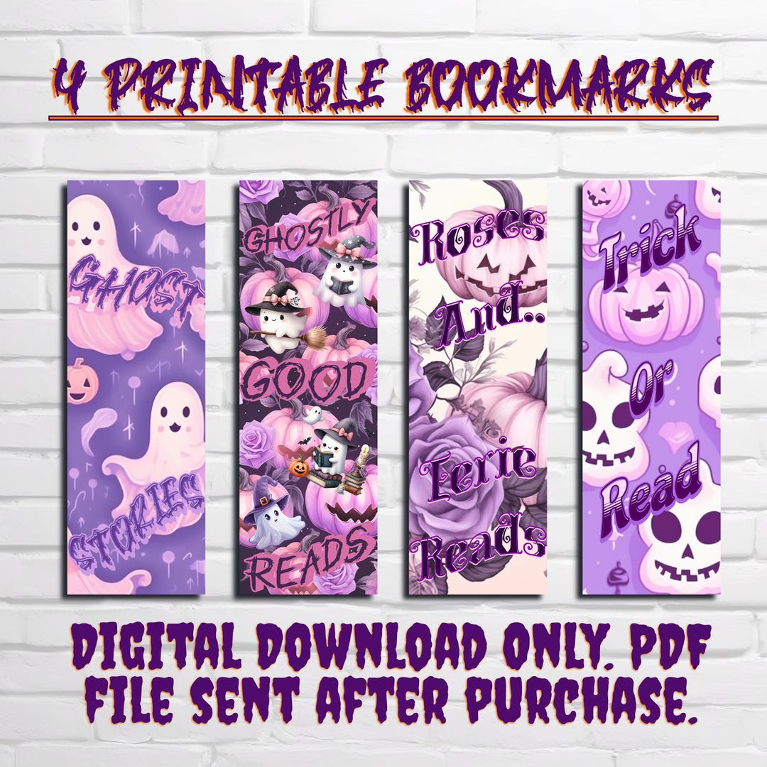 Printable Bookmarks for Halloween, Halloween Book Mark Digital Download ...