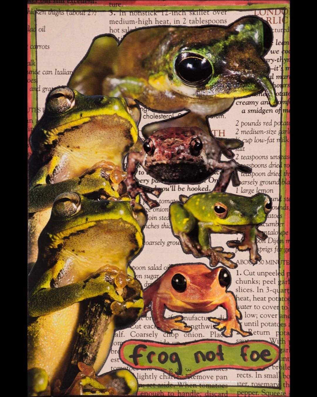 Frog Not Foe - Analog Paper Collage Art Print - Etsy