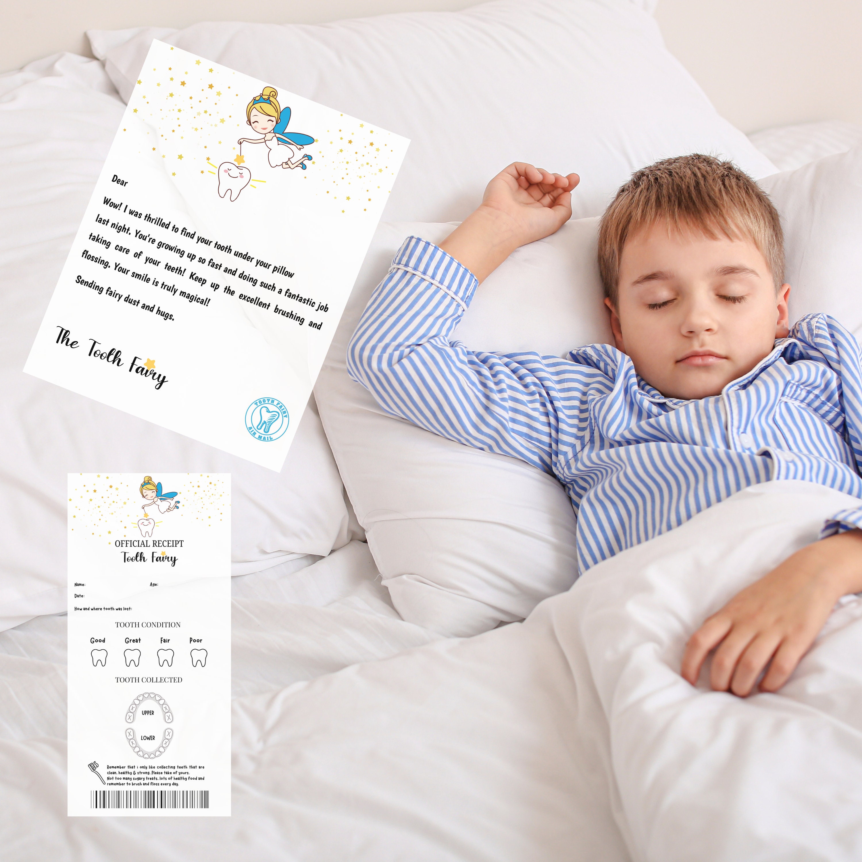 Tooth Fairy Letter With Tooth Fairy Receipt,tooth Fairy Accessory, Blue ...