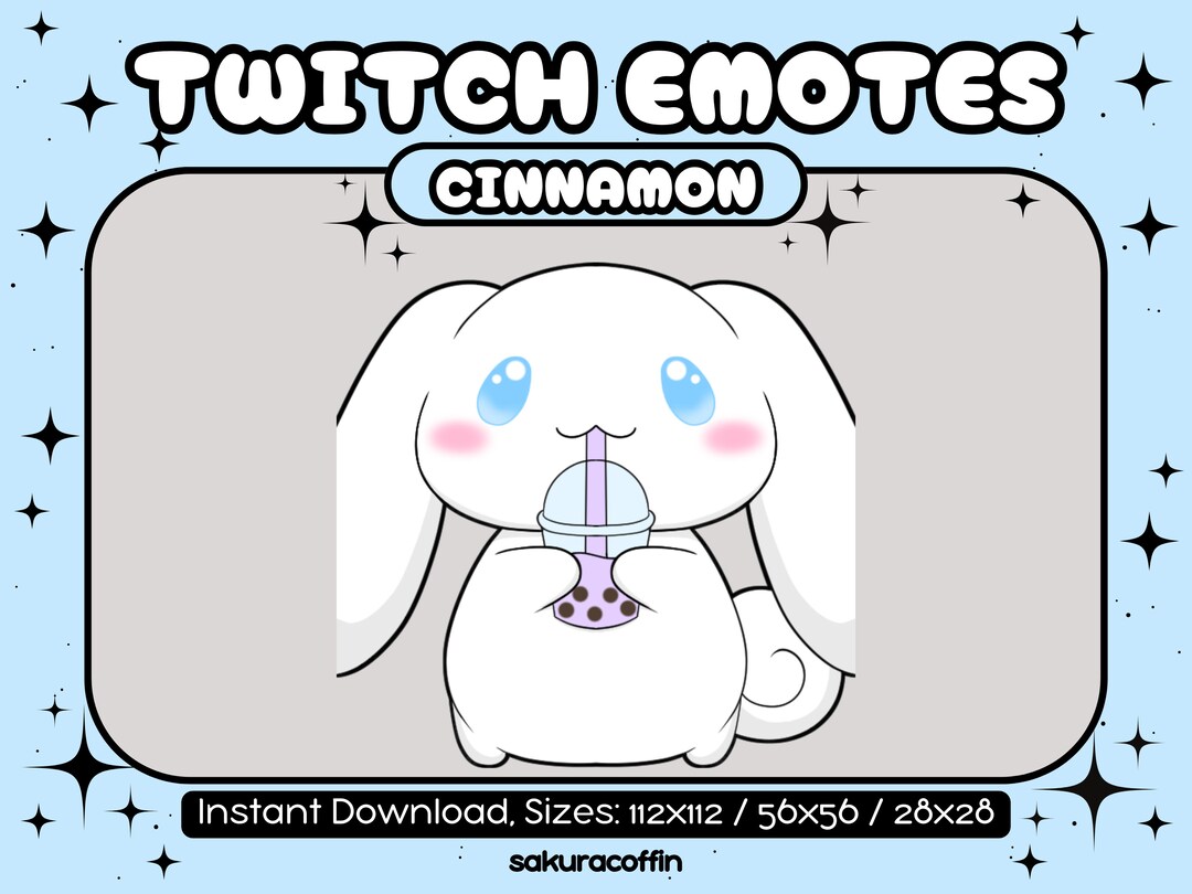Cinnamon White Plush Puppy Sip Emote | 1 Cute Emote for Twitch | - Etsy