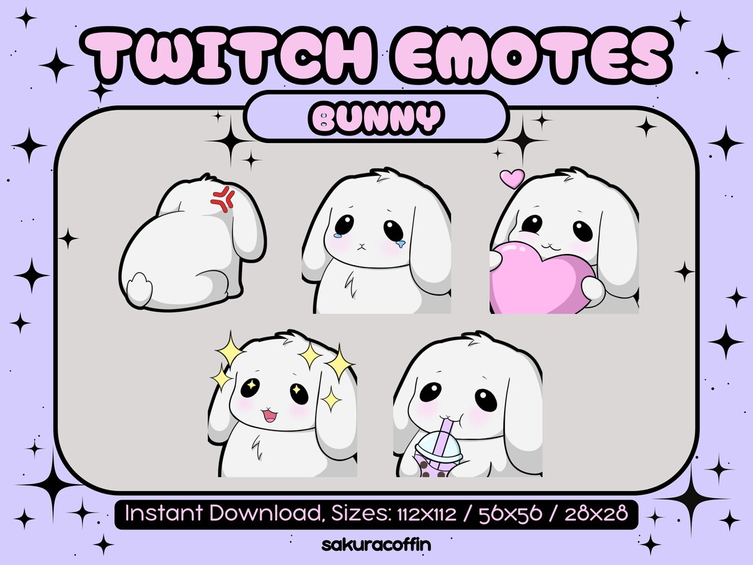 Bunny Rabbit Emotes | 5 Cute Emote Set for Twitch | - Etsy