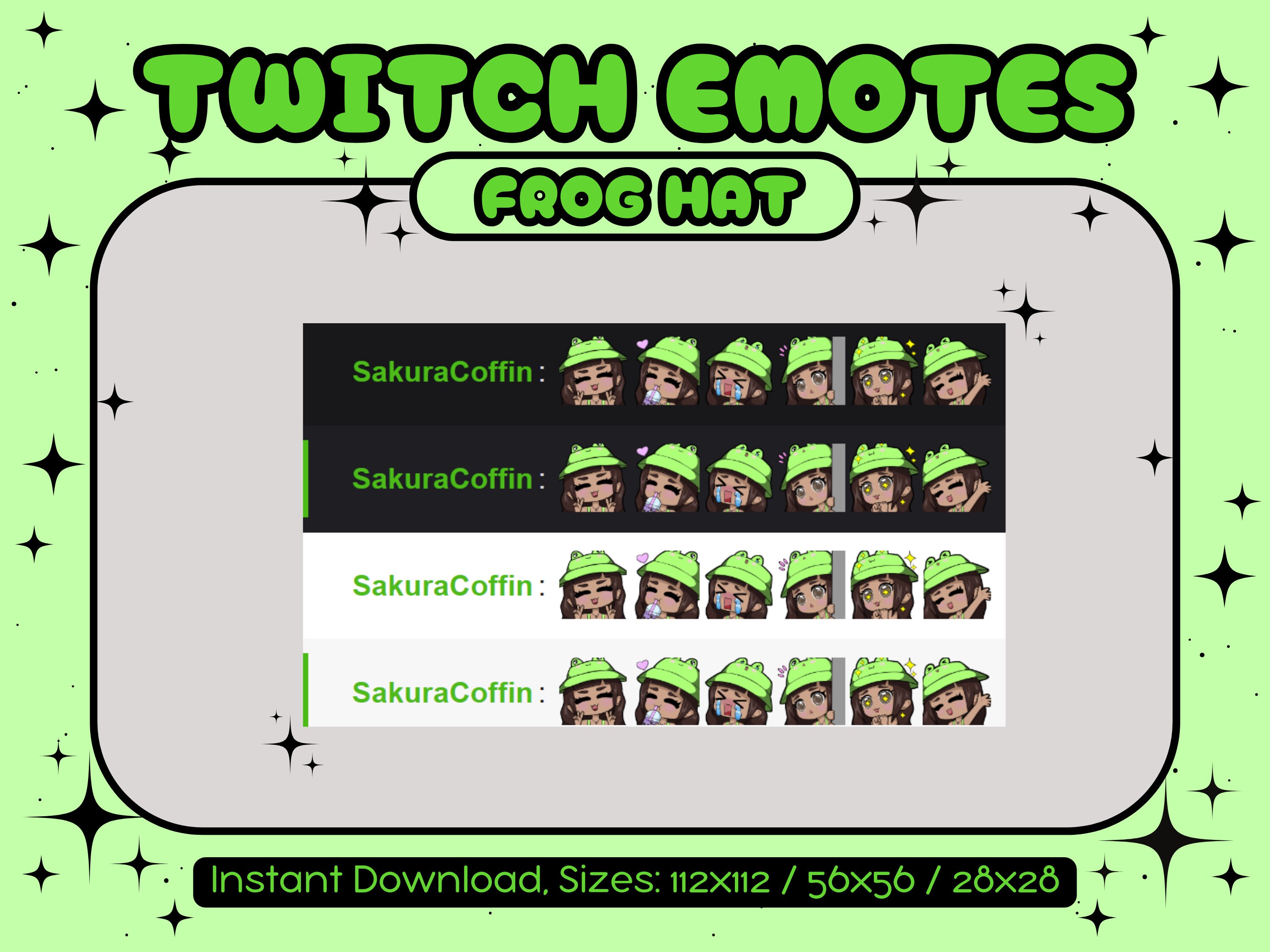 Cute Chibi Frog Hat Emotes 6 Kawaii Emotes for Twitch and - Etsy