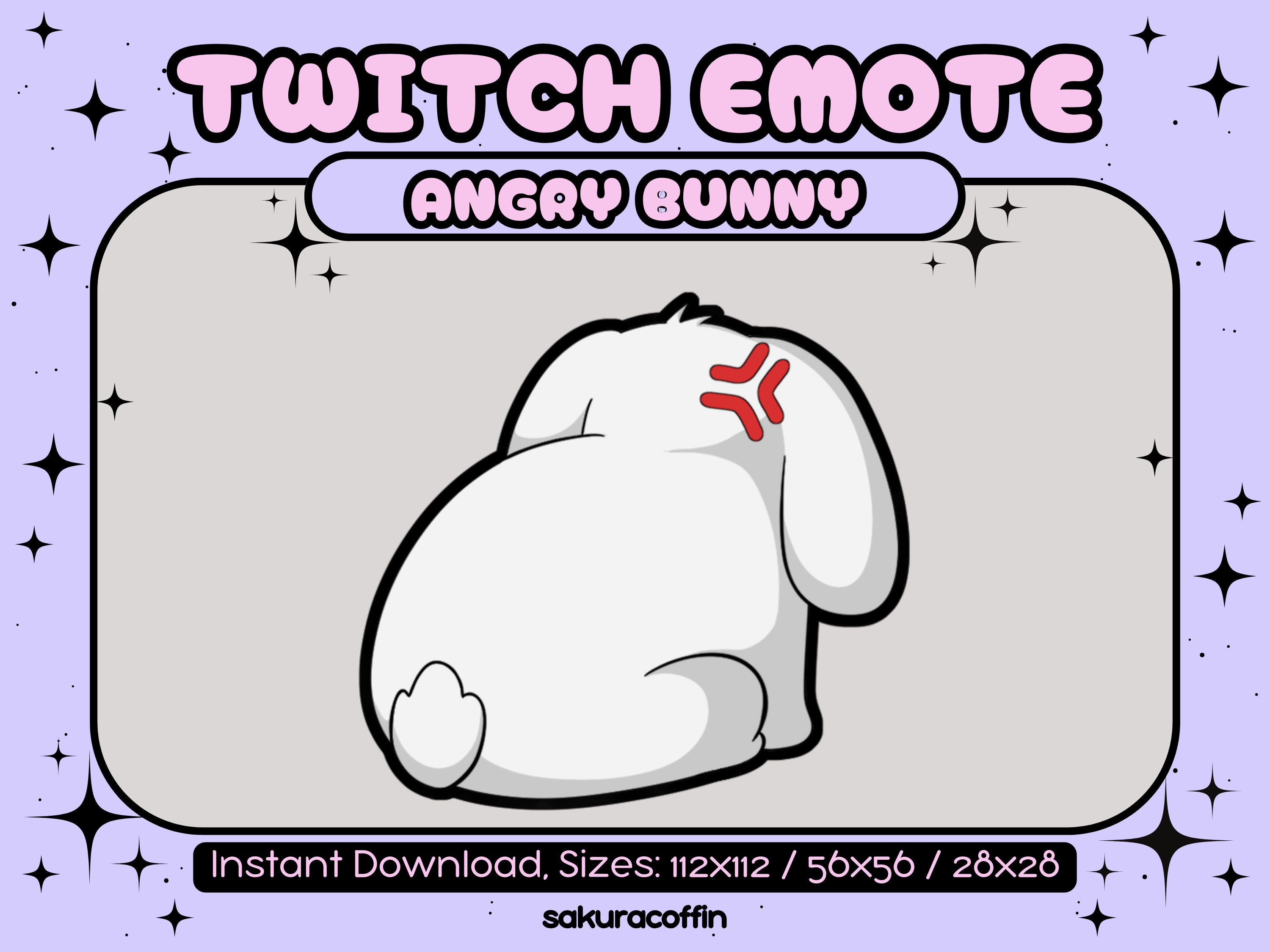 Angry Bunny Rabbit Emote 1 Cute Emote for Twitch - Etsy