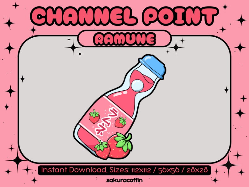 Strawberry Ramune Drink | Cute Twitch Channel Point Icon / Emote | - Etsy