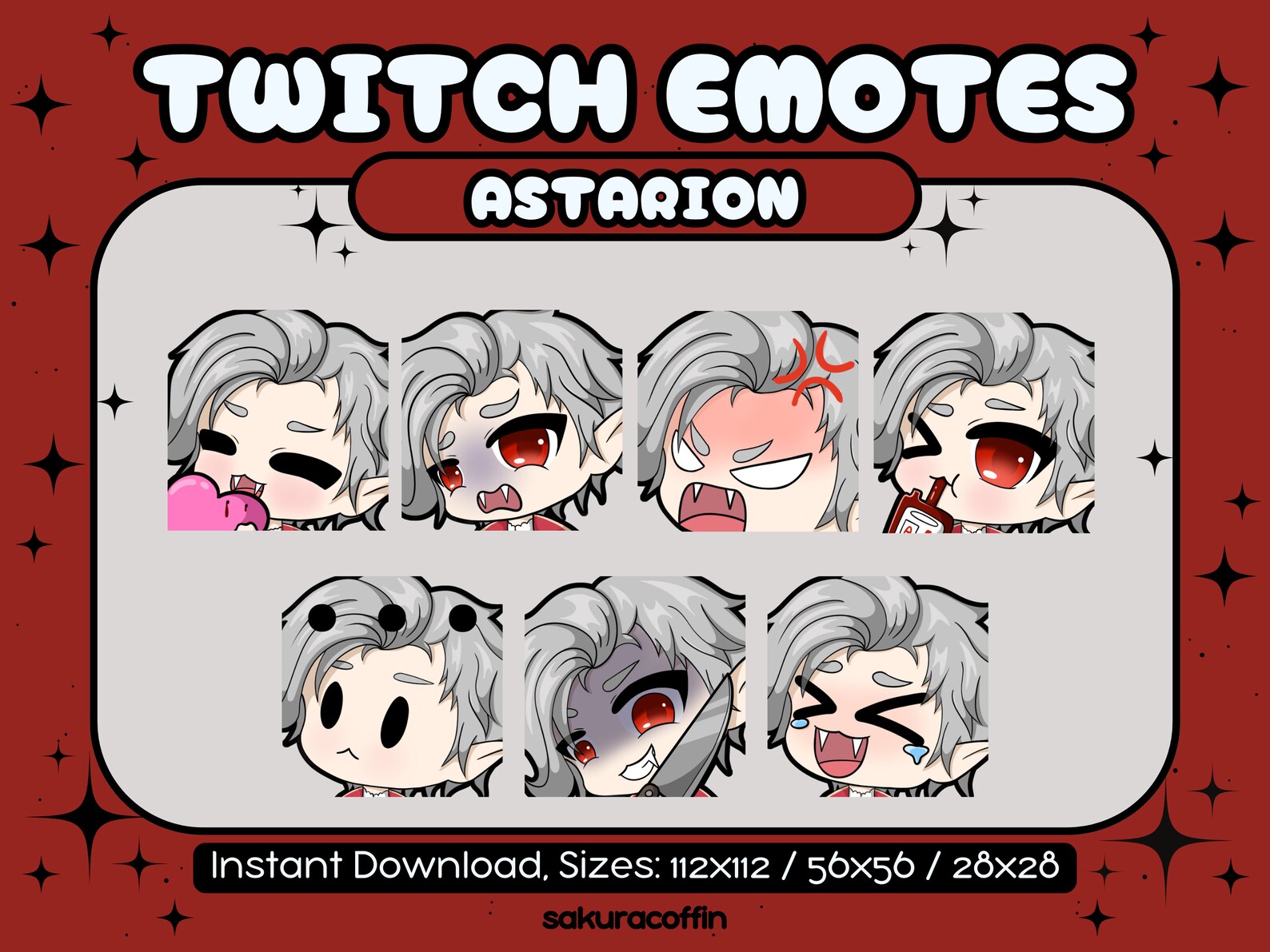 Astarion Bg3 Emotes 7 Emotes for Twitch and Discord - Etsy
