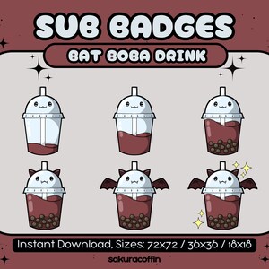 Red Cute Kawaii Boba Bat Drink | Twitch Sub Badge / Bit Badge | - Etsy