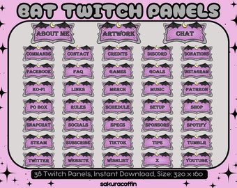Purple Bat Wing Panels | 38 Twitch Panels | - Etsy
