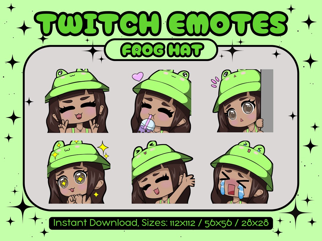 Cute Chibi Frog Hat Emotes 6 Kawaii Emotes for Twitch and - Etsy