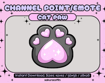 Purple Cat Paw Heart Cute for Twitch • Twitch Channel Point Icon ...