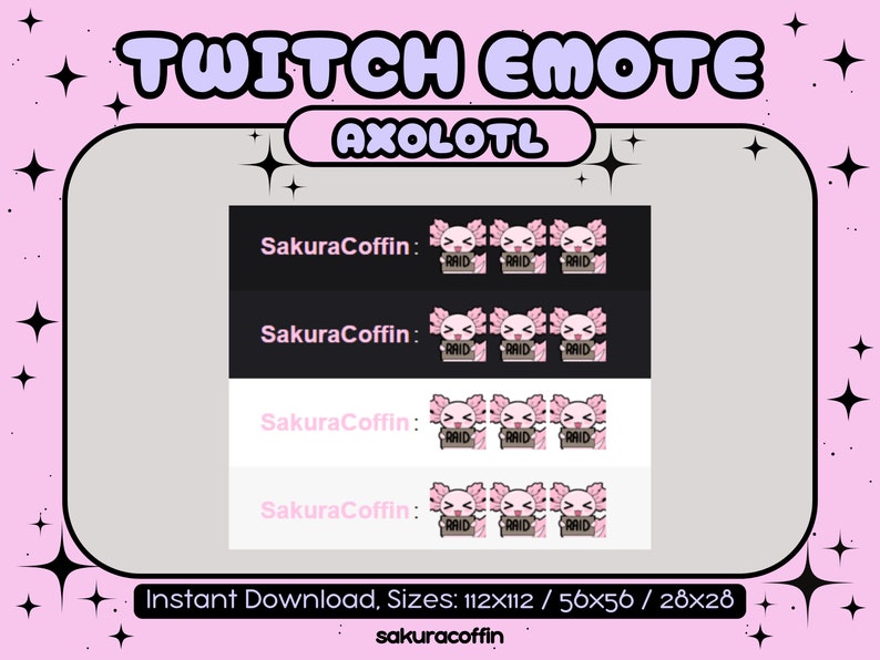 Axolotl Raid Emote | 1 Cute Emote for Twitch | - Etsy