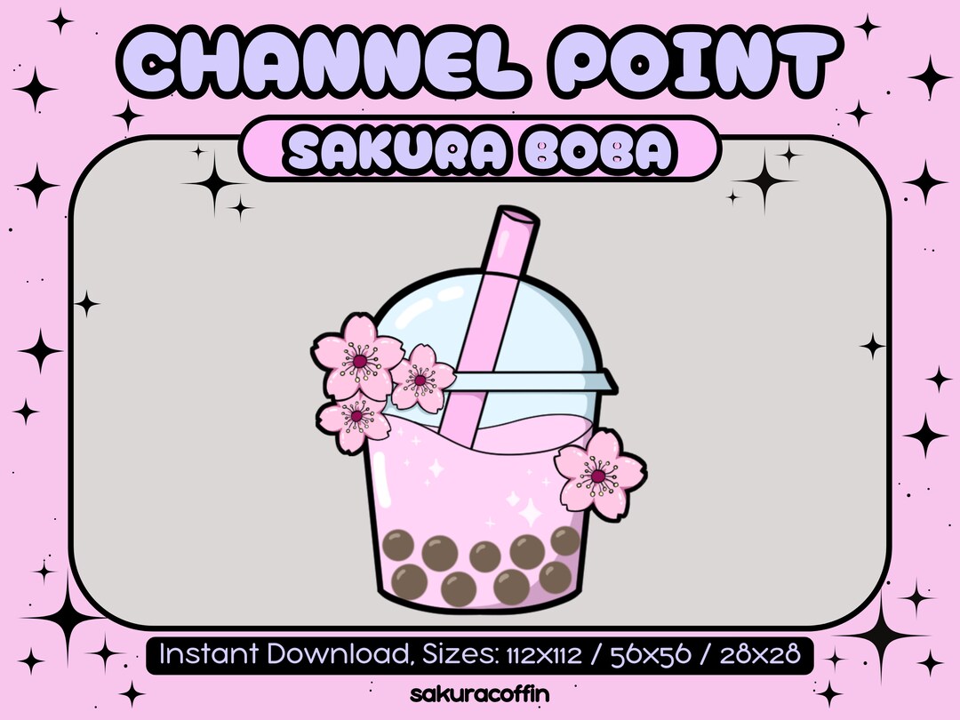 Sakura Boba Drink | Cute Twitch Channel Point Icon / Emote | - Etsy