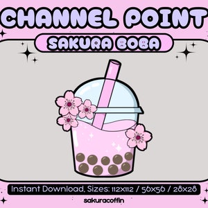 Sakura Boba Drink | Cute Twitch Channel Point Icon / Emote | - Etsy