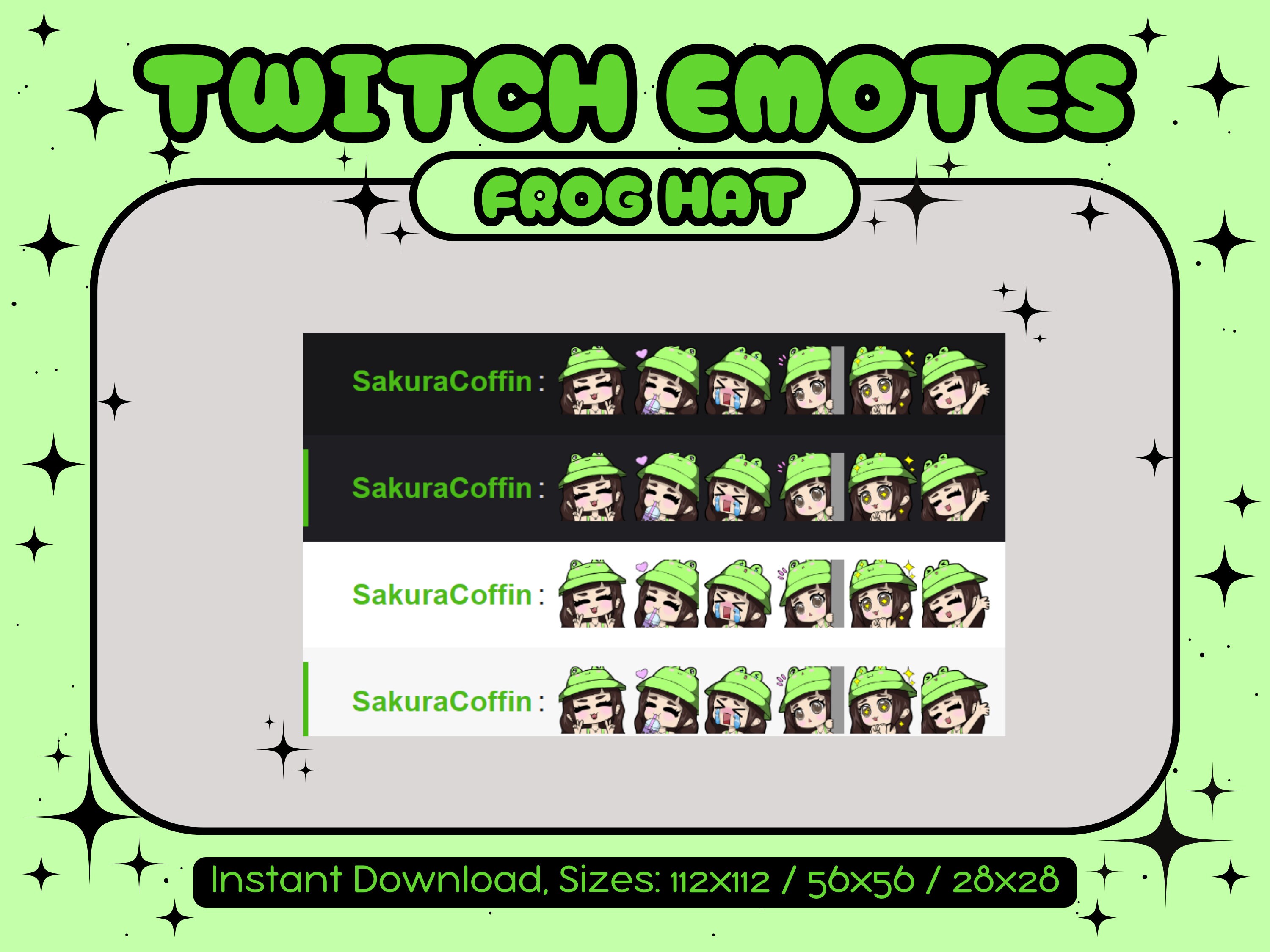 Cute Chibi Frog Hat Emotes 6 Kawaii Emotes for Twitch and Discord Brown ...
