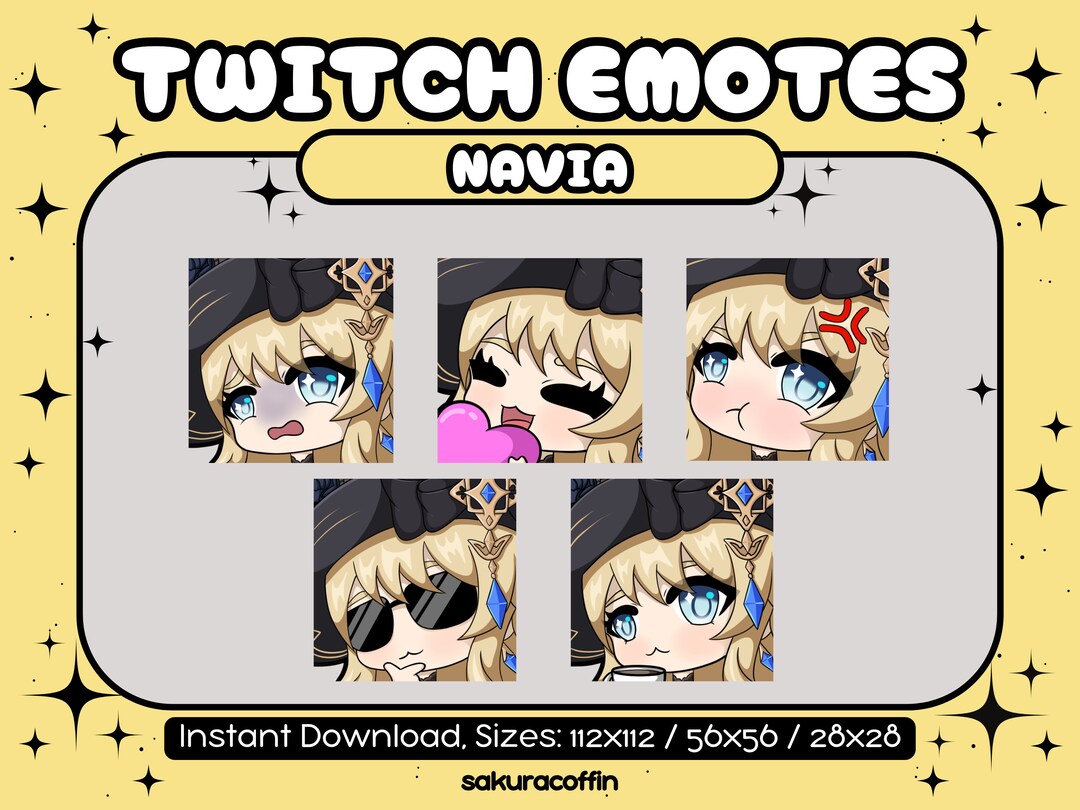 Navia Genshin Impact Emotes 5 Cute Emotes for Twitch and Discord - Etsy ...