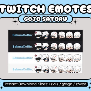 Cute Jjk Gojo Emotes | 6 Kawaii Emotes for Twitch and Discord | - Etsy