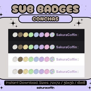 Concha Sweet Bread Badges | Twitch Sub Badge | - Etsy