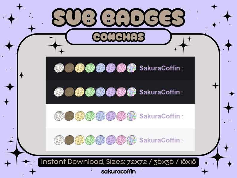 Concha Sweet Bread Badges | Twitch Sub Badge | - Etsy