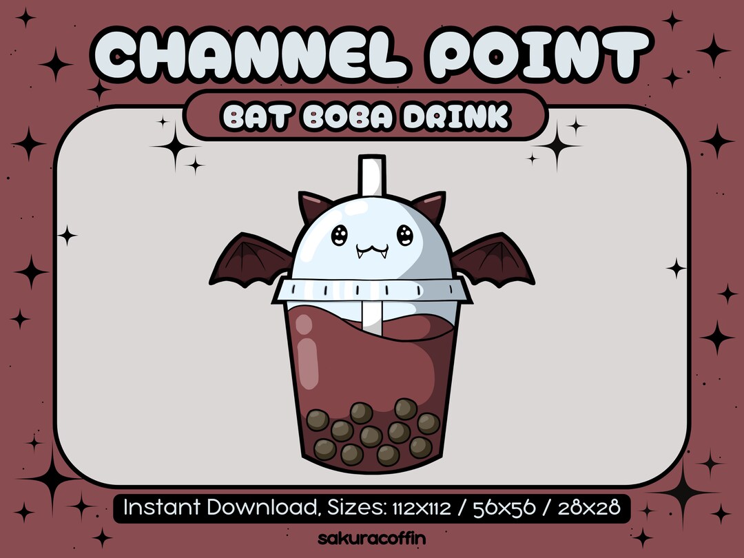 Red Cute Kawaii Boba Bat Drink Channel Point Icon | Twitch Channel ...