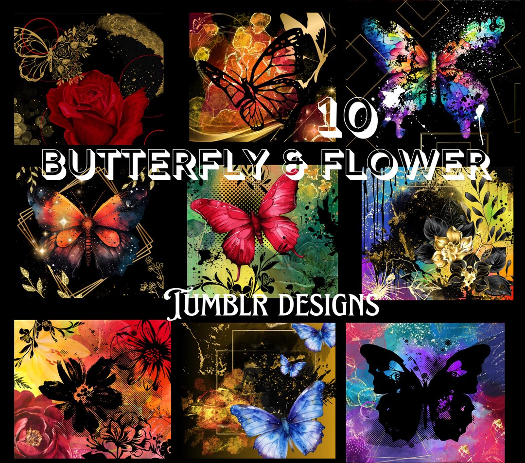 Digital File Tumblr PNG Files 10 Edgy Retro Style Butterflies and ...