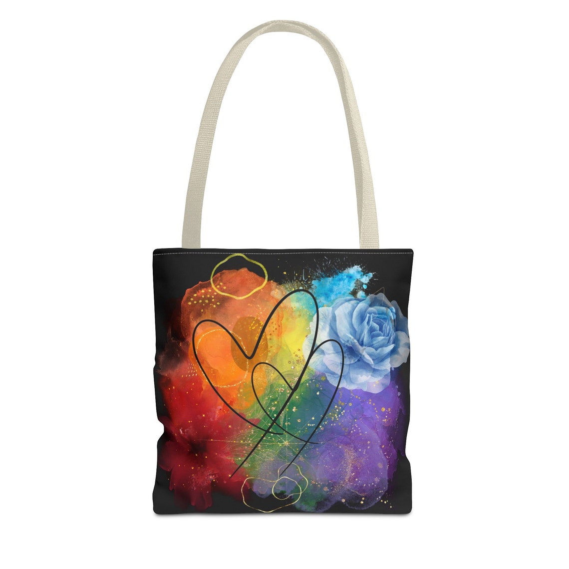 Pride Month Rainbow Watercolor Flowers and Heart Tote Bag - Etsy