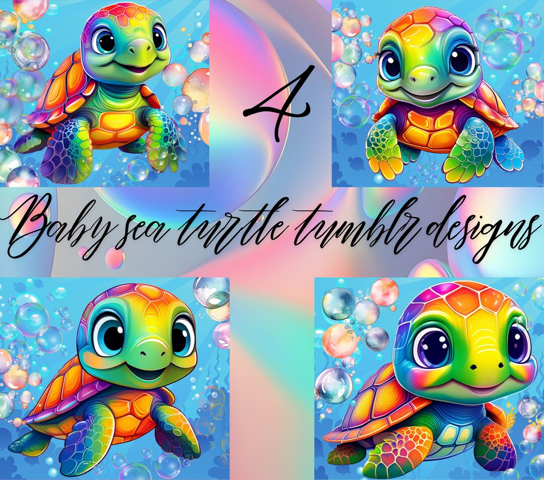 Digital File Rainbow Cute Baby Sea Turtle Tumblr Designs. 4. Perfect ...
