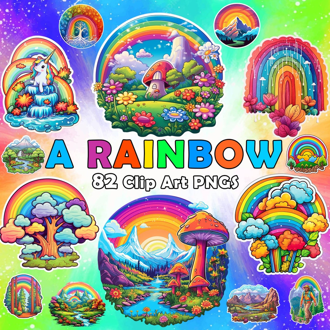 A Rainbow Bundle Png Summer Clipart Rainbow Cutting Files Layered ...