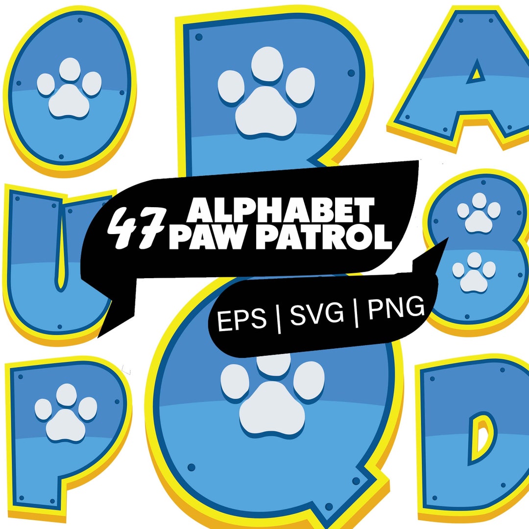 Paw Font SVG Alphabet Paw Svg Png Paw Letters Paw Font Blue Pink Vinyl ...