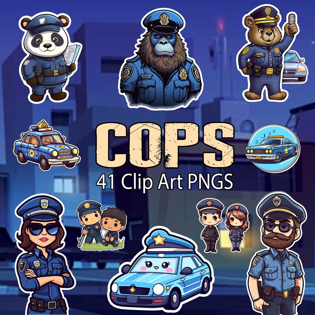 Police Clipart Png Policeman Superhero Cute Cops Bundle - Etsy