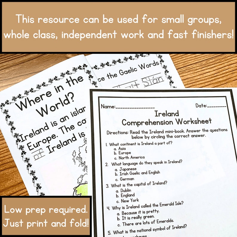 Ireland Country Study Unit: Mini Book & Harp Craft (PDF) - Etsy