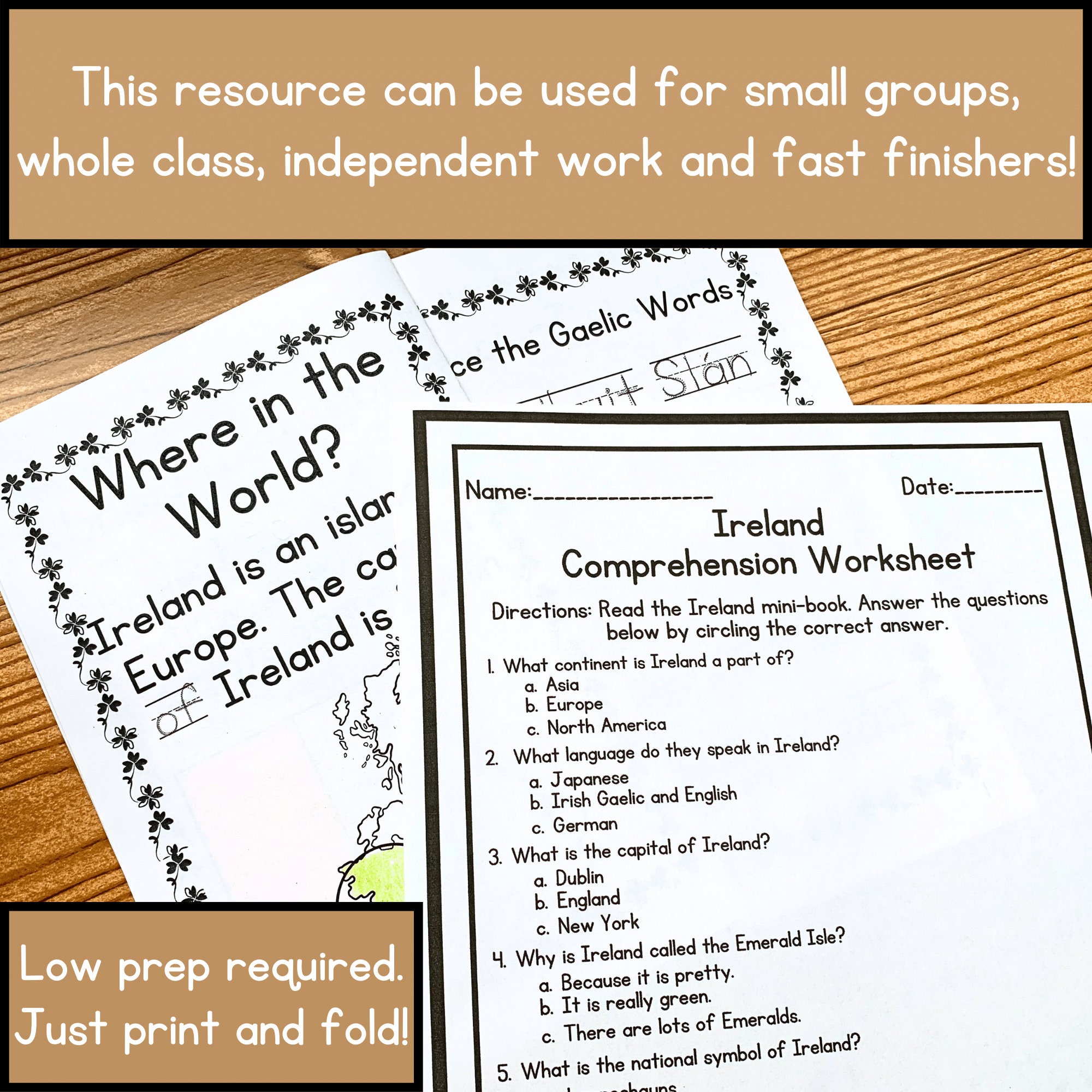 Ireland Country Study Unit: Mini Book & Harp Craft (PDF) - Etsy