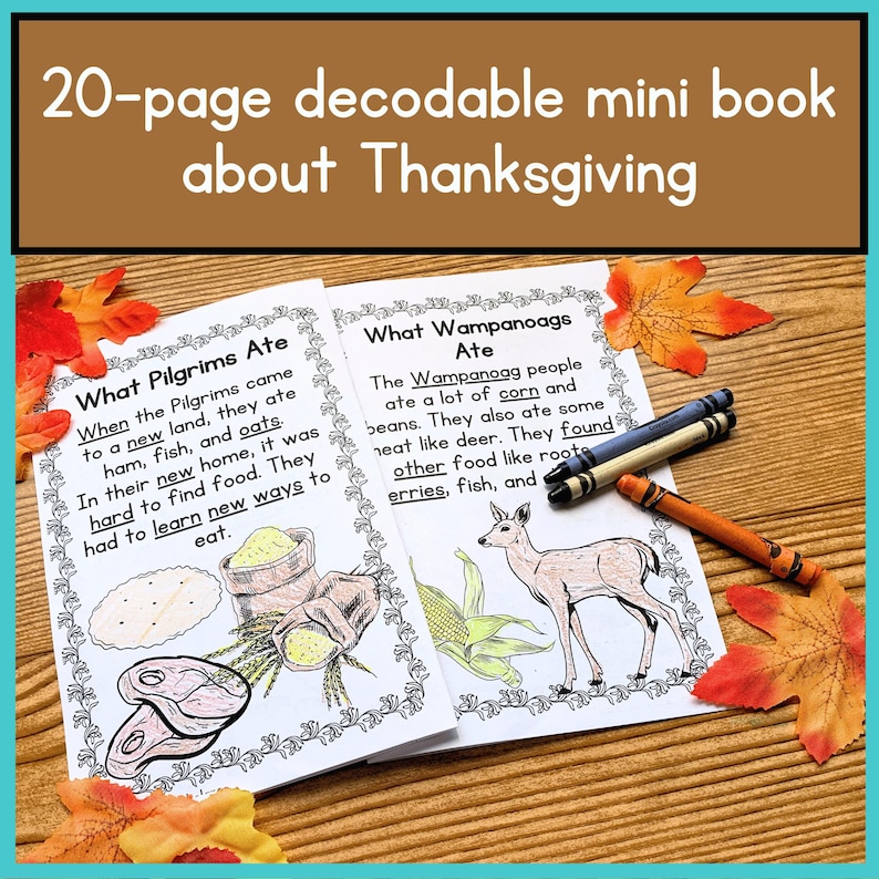 Kindergarten Thanksgiving Homeschool Unit and Mini Book With Coloring ...