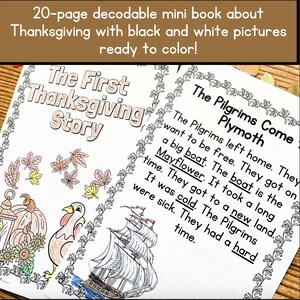 Kindergarten Thanksgiving Homeschool Unit and Mini Book With Coloring ...