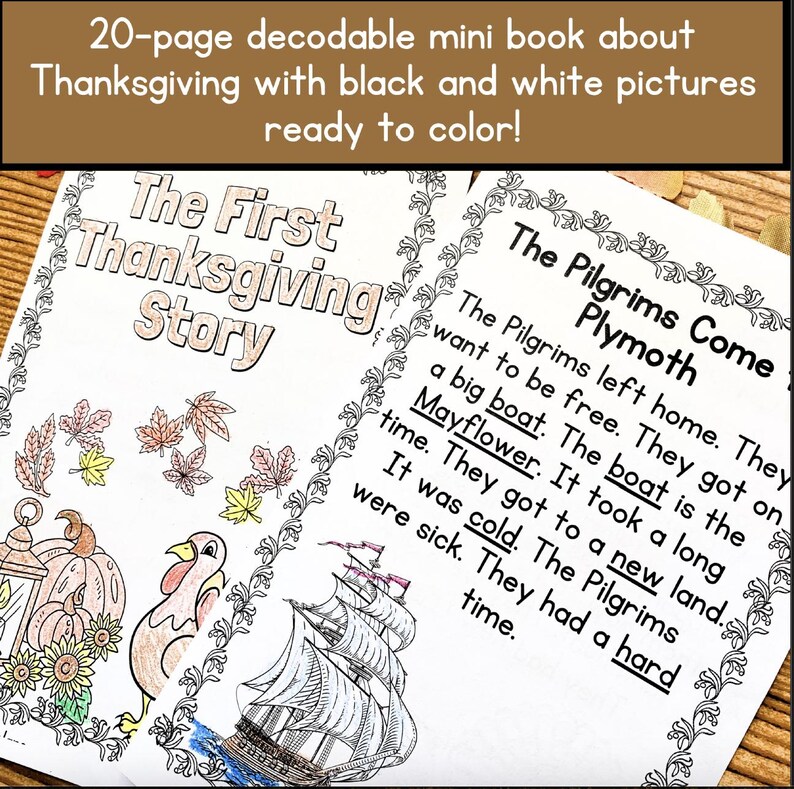 Kindergarten Thanksgiving Homeschool Unit and Mini Book With Coloring ...