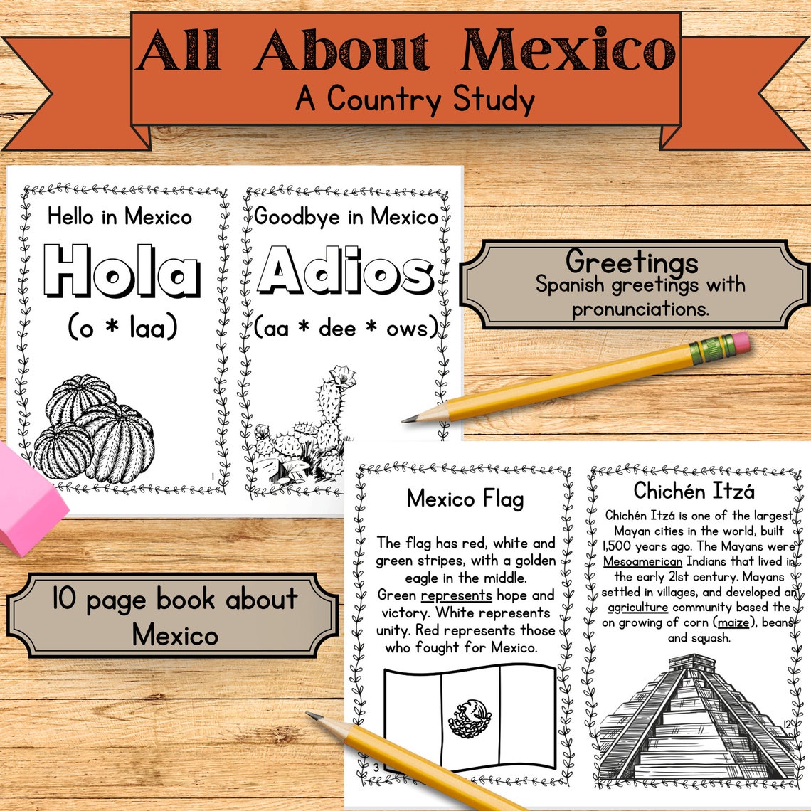 Mexico Unit Study: Mini Book & Vocabulary Activity (PDF Download) - Etsy