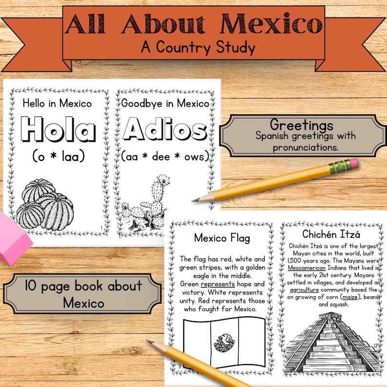 All About Mexico Unit Study (country Study Mini Book With Vocabulary ...