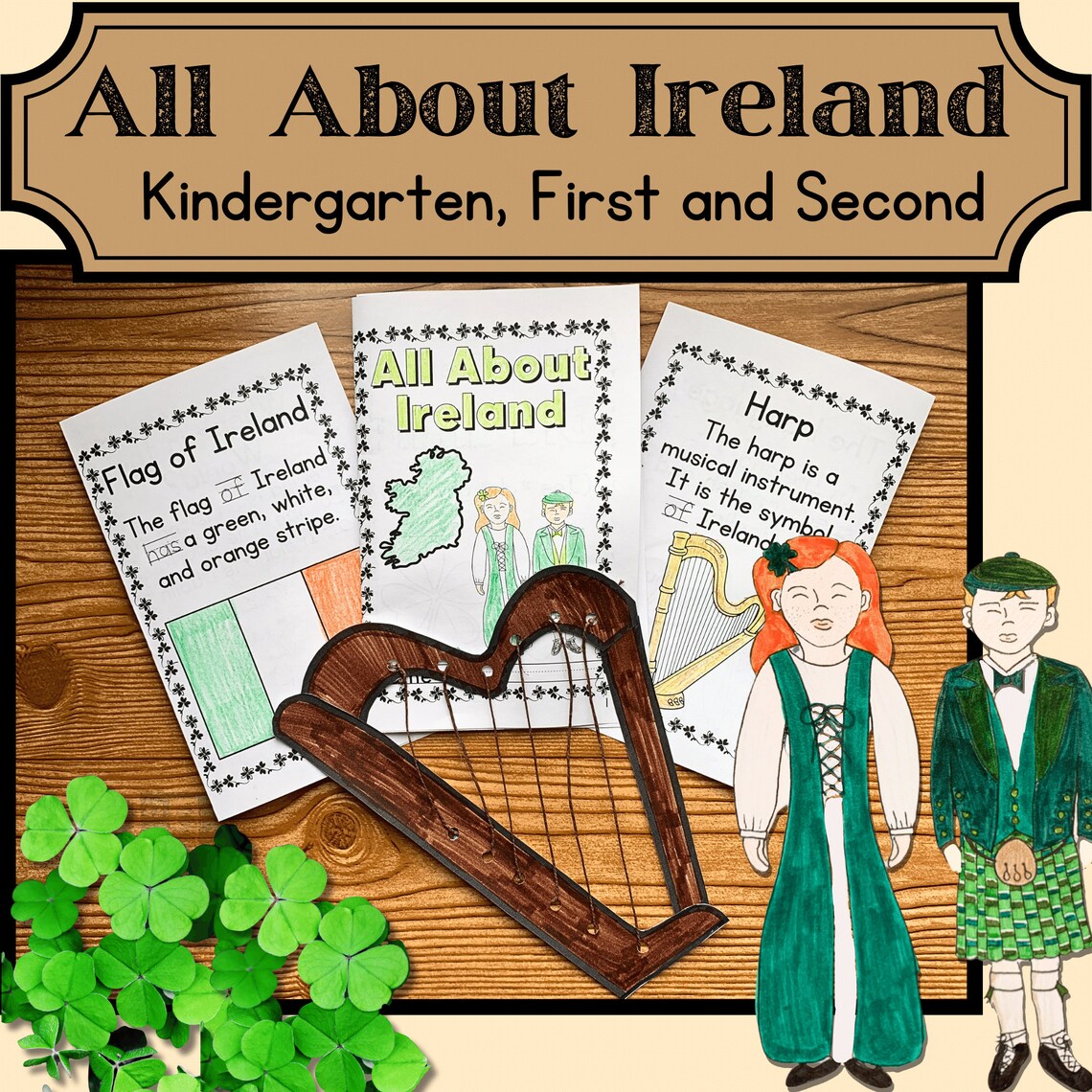 Ireland Country Study Unit: Mini Book & Harp Craft (PDF) - Etsy