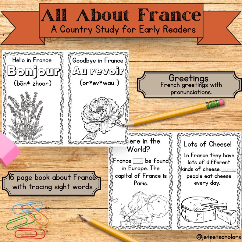 France Country Study Unit for Homeschool Early Readers K-2nd With ...