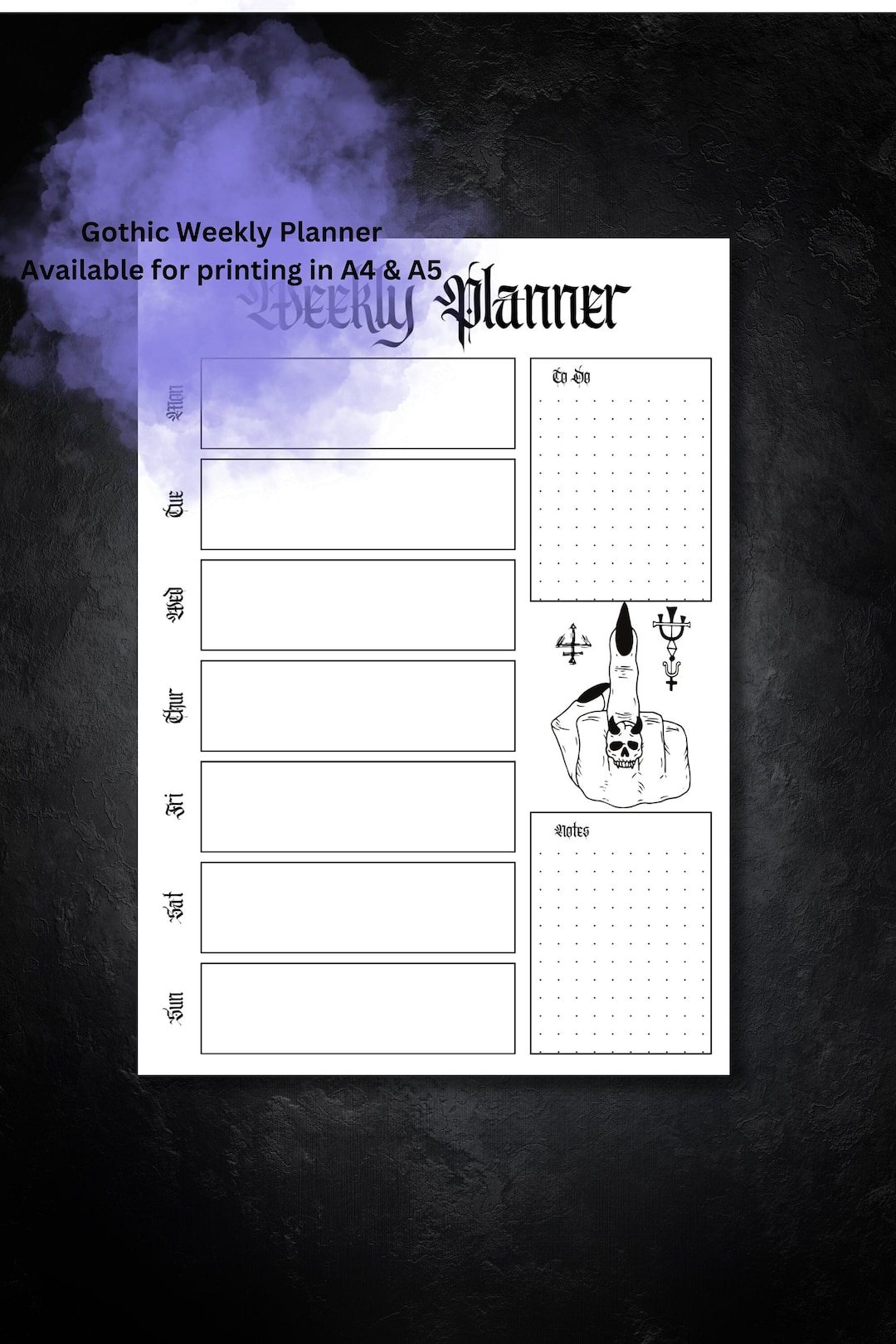 Gothic Weekly Planner Bundle, Undated, A4 & A5 Sizes, Minimal Weekly ...