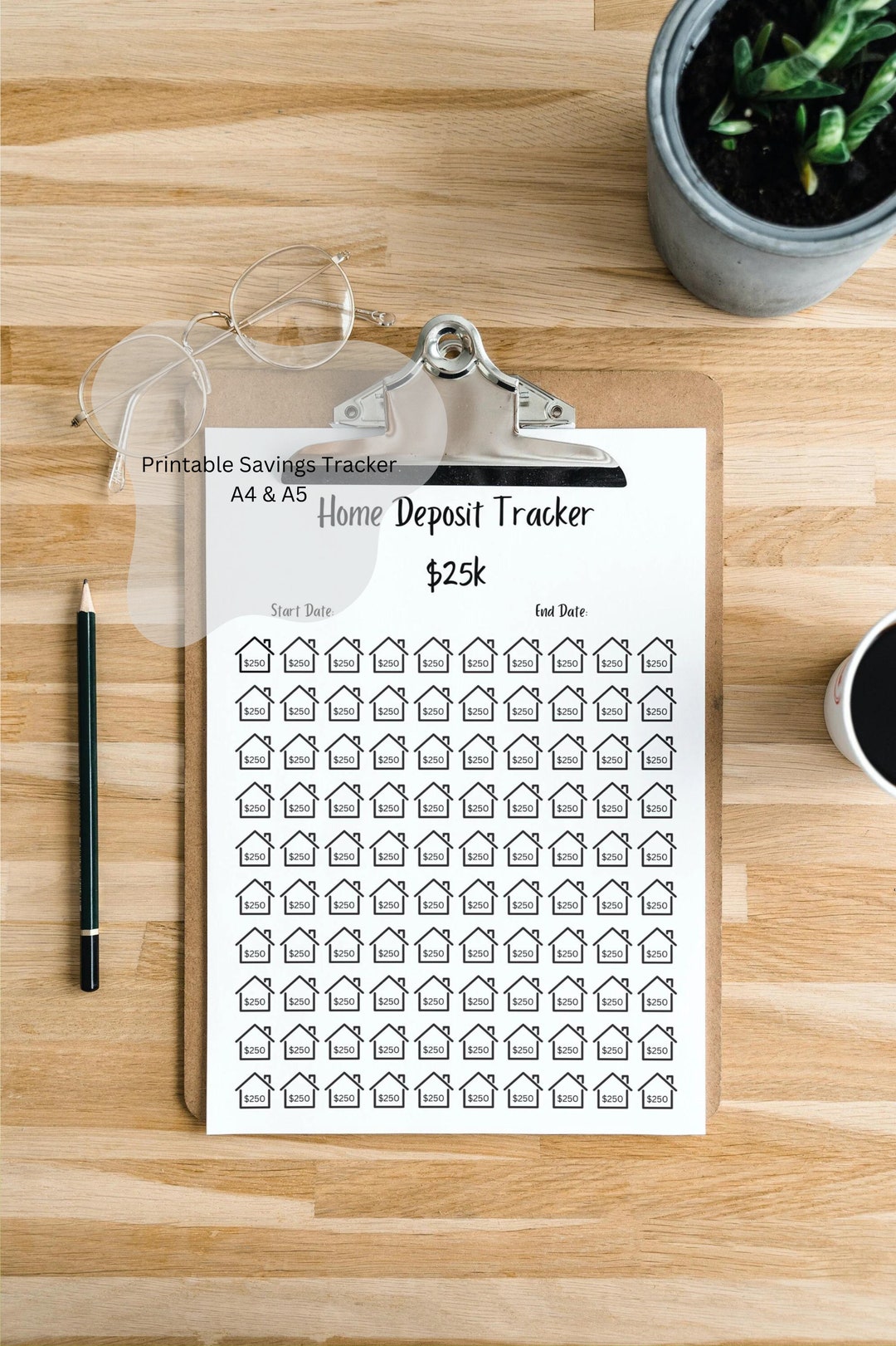 Home Deposit Tracker 25K, A4 Printable Instant Download, Budget ...