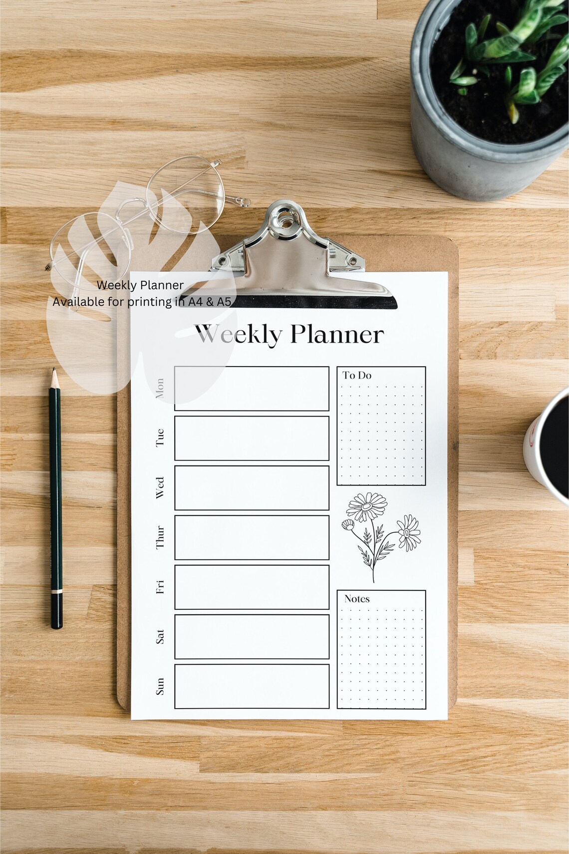 Floral Weekly Planner Undated A4 & A5 Sizes Minimal Weekly - Etsy