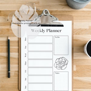 Floral Weekly Planner Undated A4 & A5 Sizes Minimal Weekly - Etsy