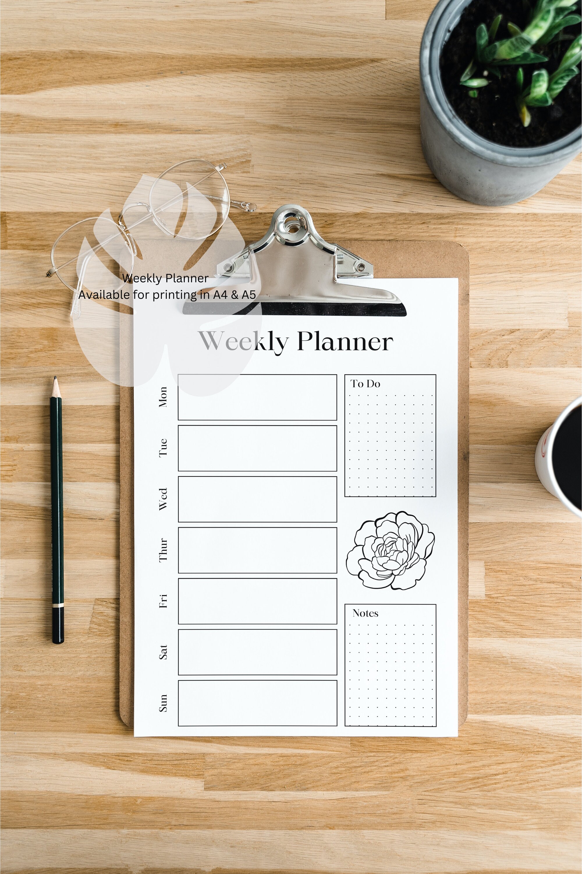 Floral Weekly Planner Undated A4 & A5 Sizes Minimal Weekly - Etsy