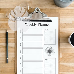 Floral Weekly Planner Undated A4 & A5 Sizes Minimal Weekly - Etsy