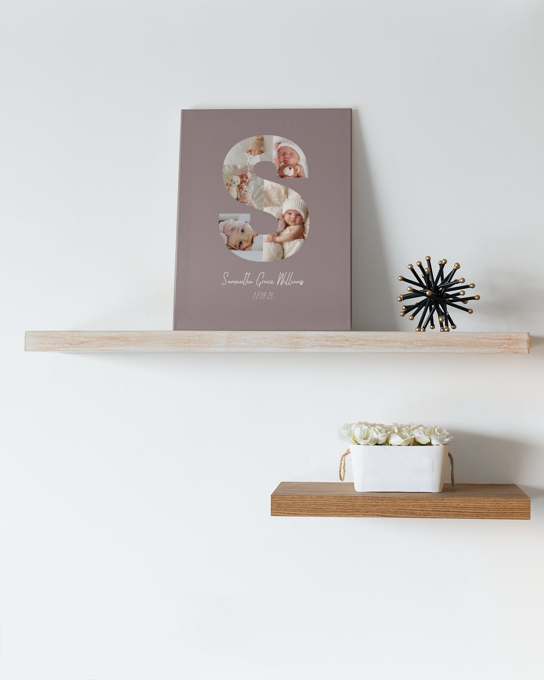 Baby Initial Photo Collage Canvas, Gift for New Parents, Personalized ...