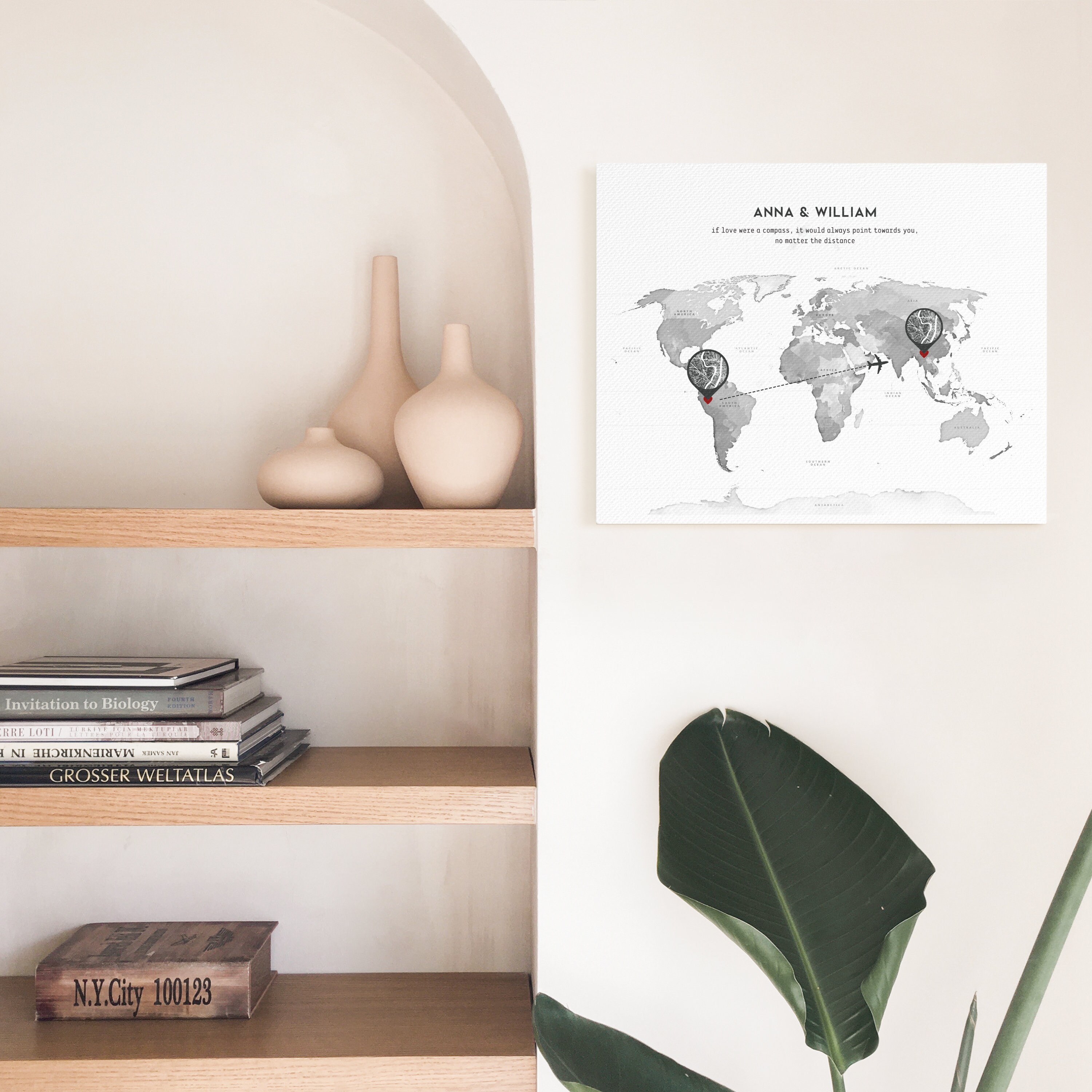 Personalized Map of 2 Countries, Long Distance Relationship Gift ...